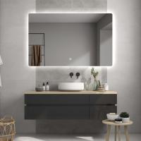 China Dimmable Wall Mouted Rectangular Bathroom Mirror With LED Light for sale