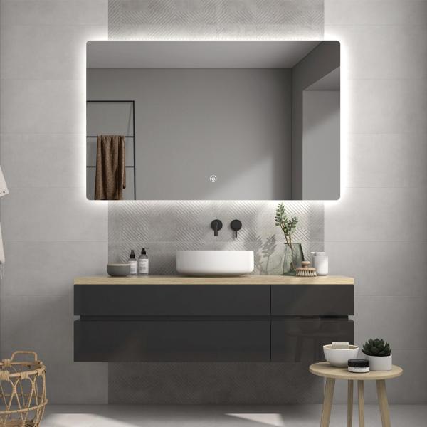 Quality Dimmable Wall Mouted Rectangular Bathroom Mirror With LED Light for sale