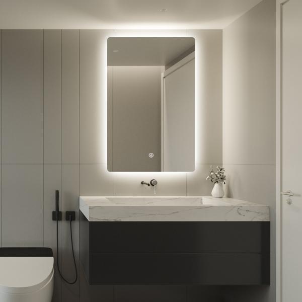 Quality Dimmable Wall Mouted Rectangular Bathroom Mirror With LED Light for sale