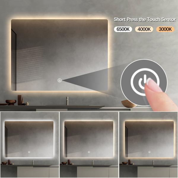 Quality Dimmable Wall Mouted Rectangular Bathroom Mirror With LED Light for sale