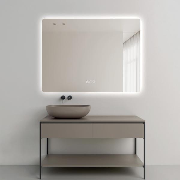 Quality Dimmable Wall Mouted Rectangular Bathroom Mirror With LED Light for sale