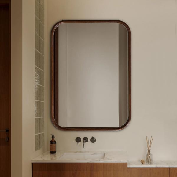 Quality Rectangular Wooden Framed Bathroom Mirror 19*27inch 24*31inch Wall Hanging for sale