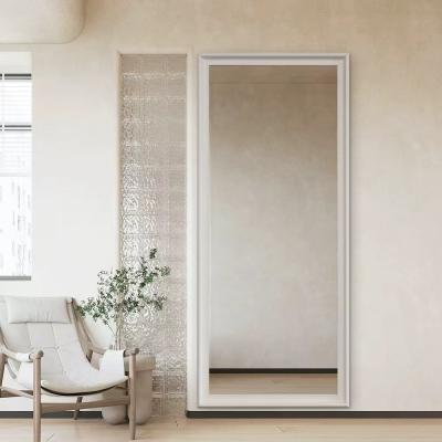 China Vintage Wooden Framed Full Length Mirror , Rectangle LED Full Body Mirror For Living Room for sale