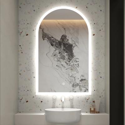 China Customized Wall Mounted Arch Bathroom Mirror With LED Lighting for sale