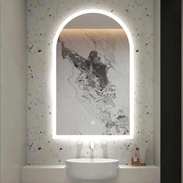 Quality Customized Wall Mounted Arch Bathroom Mirror With LED Lighting for sale