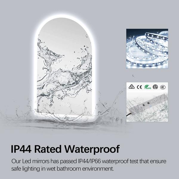Quality Customized Wall Mounted Arch Bathroom Mirror With LED Lighting for sale