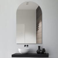 Quality Premium Living Room Frameless Wall Mirror , Silver Arch Shaped Bathroom Mirror for sale