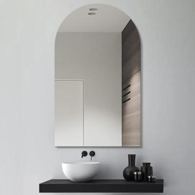China Premium Living Room Frameless Wall Mirror  , Silver Arch Shaped Bathroom Mirror for sale