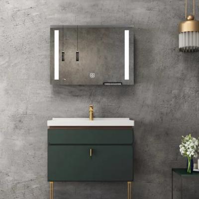 China Hotel Frosted Edge Design 3 Color Change LED Anti Fog Bathroom Mirror for sale