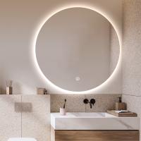 China Copper Free Silver Round Bathroom Mirror 24-47 Inch with LED Light and Smart Functions for sale