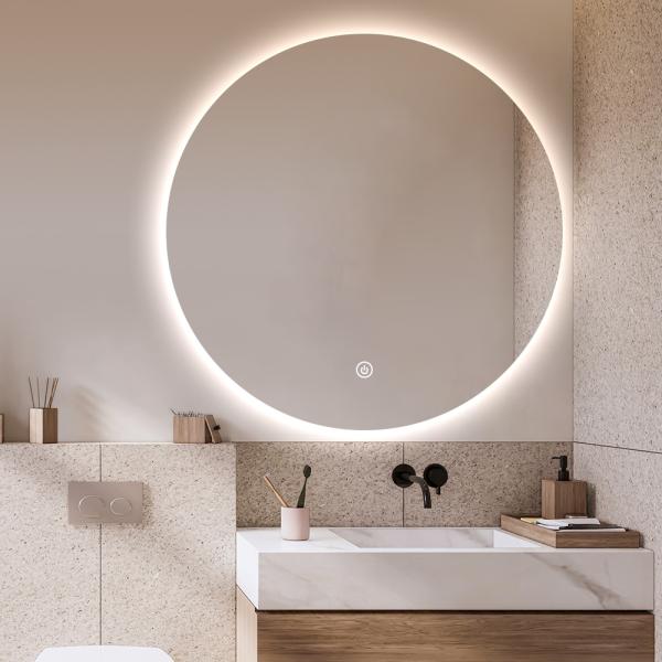 Quality Copper Free Silver Round Bathroom Mirror Wall Mounted Customized for sale