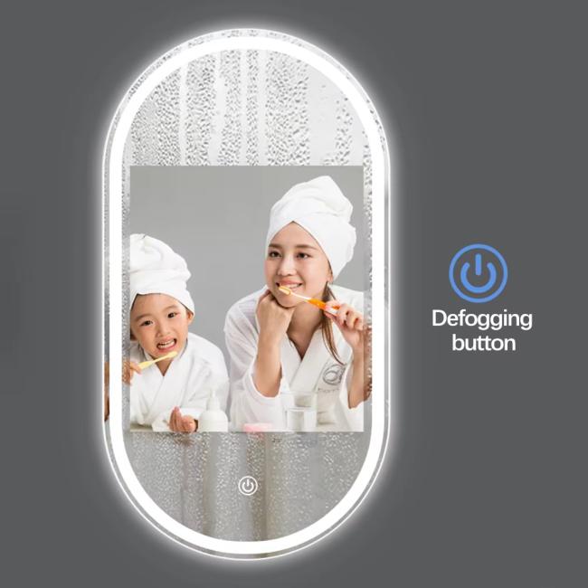 LED bathroom mirror installed in luxury bathroom setting