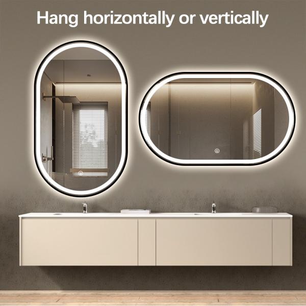Quality LED Illuminated Arch Bathroom Mirror Copper Free Silver Mirror With Defogger for sale
