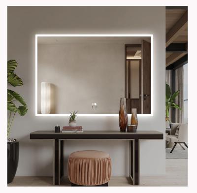 China Dimmable Bathroom Mirror Frameless Wall Defogger LED Mirror With Light Color Change for sale