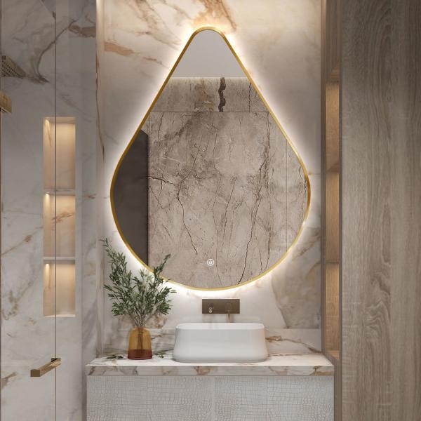 Quality Teardrop LED Bathroom Mirror , LED Backlit Bathroom Vanity Mirror Wall Mounted for sale