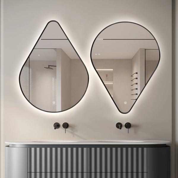 Quality Teardrop LED Bathroom Mirror , LED Backlit Bathroom Vanity Mirror Wall Mounted for sale