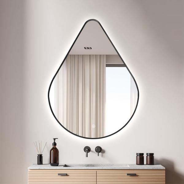 Quality Teardrop LED Bathroom Mirror , LED Backlit Bathroom Vanity Mirror Wall Mounted for sale