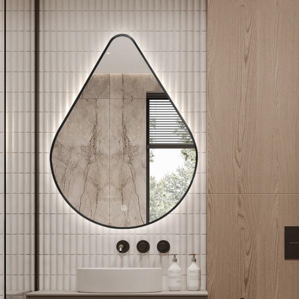 Quality Teardrop LED Bathroom Mirror , LED Backlit Bathroom Vanity Mirror Wall Mounted for sale