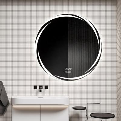 China Modern Round Bathroom Mirror Anti Fog Waterproof Wall Mounted Lighted Makeup Mirror for sale