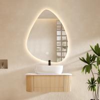 Quality Anti Fog Frameless Lighted Bathroom Mirror 5mm Half Moon Wall Mirror for sale