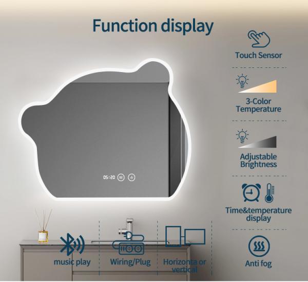 Quality Custom Irregular Shaped LED Mirror , Modern Half Moon Bathroom Mirror IP44 for sale