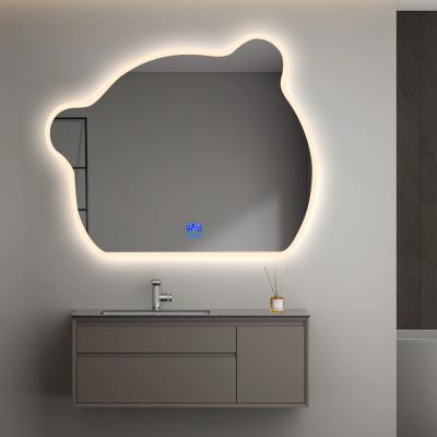 China Custom Irregular Shaped LED Mirror , Modern Half Moon Bathroom Mirror IP44 for sale