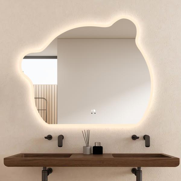 Quality Custom Irregular Shaped LED Mirror , Modern Half Moon Bathroom Mirror IP44 for sale