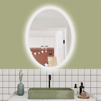 China Round Polished Edge Bathroom Mirrors With LED Light Smart Touch Sensor for sale
