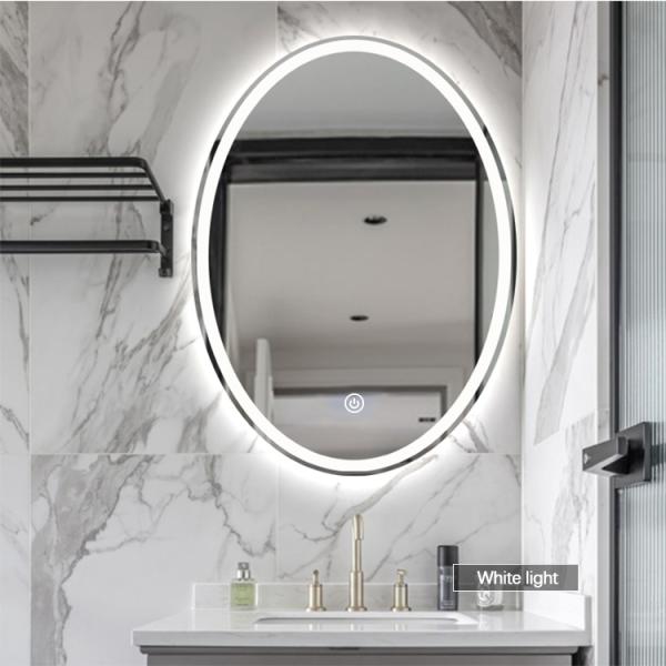 Quality Front Lighted And Backlit Wall Mounted Round Silver Bathroom Mirror With Touch for sale