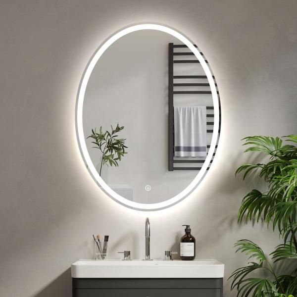 Quality Front Lighted And Backlit Wall Mounted Round Silver Bathroom Mirror With Touch for sale