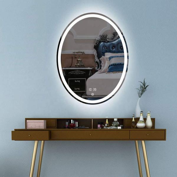 Quality Front Lighted And Backlit Wall Mounted Round Silver Bathroom Mirror With Touch for sale