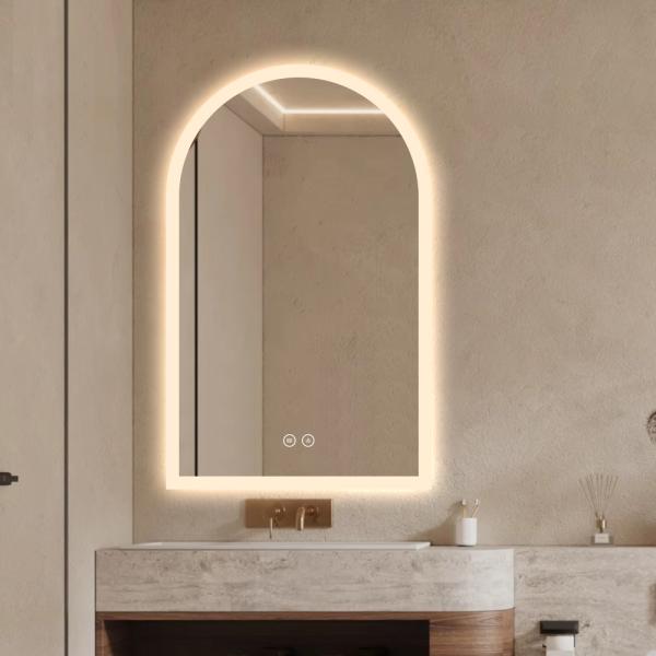 Quality Shatterproof Arch Bathroom Mirror 20*31 Inch Beauty Salon Mirror With Lights for sale