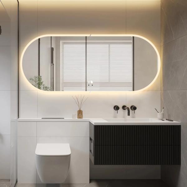Quality Dimmable LED Arched Bathroom Mirror Waterproof Ip44 Color Temperature Adjustable for sale