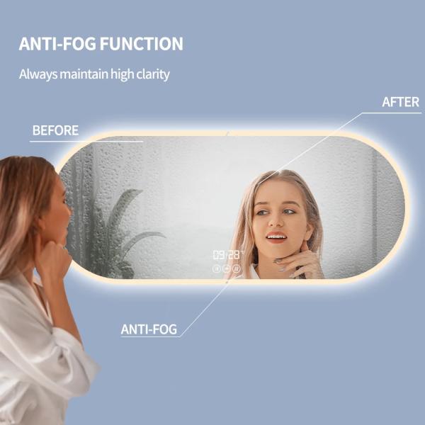 Quality Dimmable LED Arched Bathroom Mirror Waterproof Ip44 Color Temperature Adjustable for sale