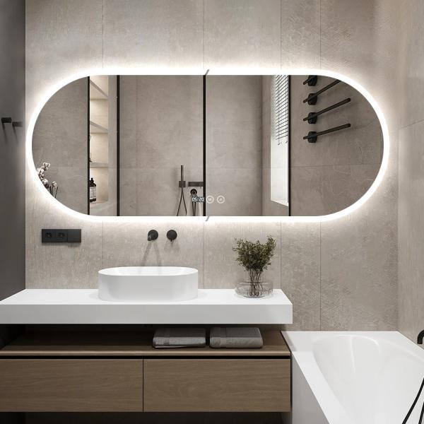 Quality Dimmable LED Arched Bathroom Mirror Waterproof Ip44 Color Temperature Adjustable for sale