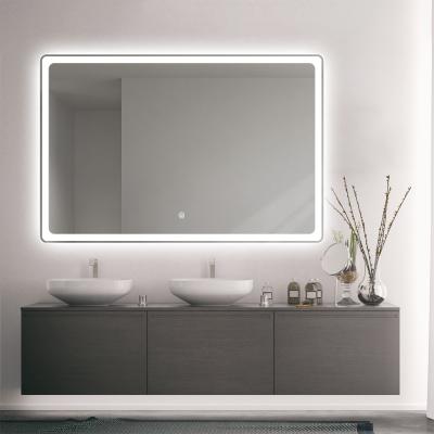 China Shatterproof Bathroom Mirror With LED Light , Dimming Defogger Bathroom Mirror for sale