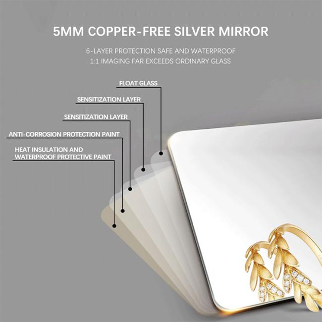 Aluminum frame rectangular dressing mirror side view