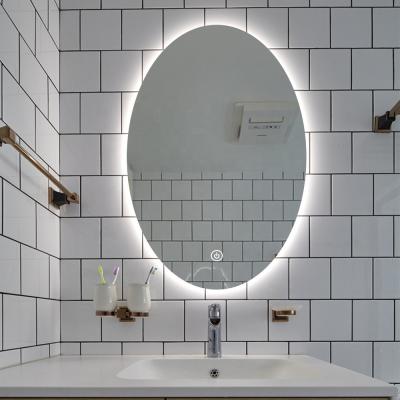 China HD Copper Free Silver Bathroom Mirror , Waterproof LED Oval Bathroom Mirror for sale