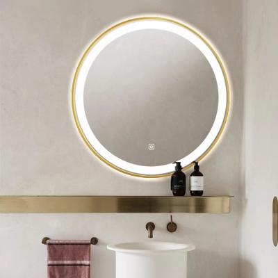 China Aluminium Framed LED Round Bathroom Mirror With Smart Touch Screen for sale