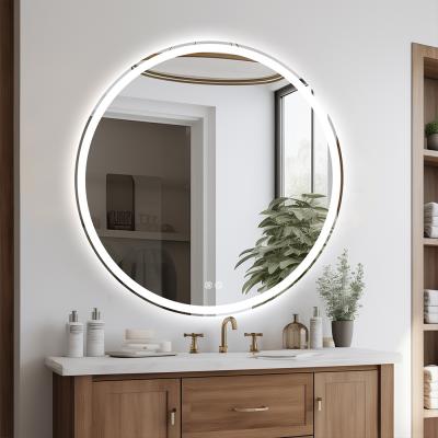 China Waterproof Smart Round Bathroom Mirror Anti Fog LED Illuminated Wall Mirror With Touch Switch for sale