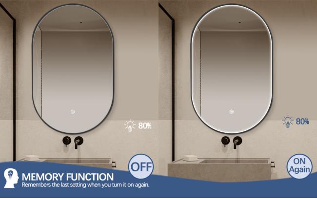 Close-up view of arch bathroom mirror showing frame details