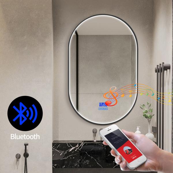 Quality Waterproof Ip44 Arch Bathroom Mirror Custom Size LED Mirror With Black / Gold for sale