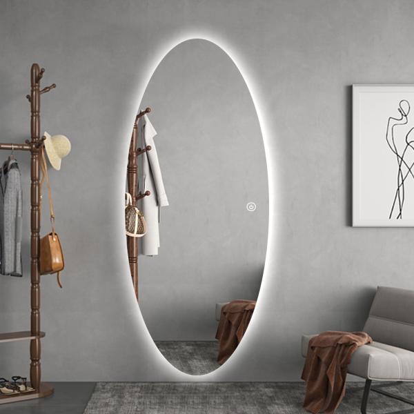 Quality Anti Fog Oval LED Backlit Mirror , Full Length Dressing Mirror Wall Mounted for sale