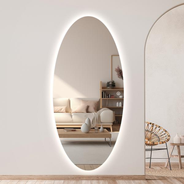 Quality Anti Fog Oval LED Backlit Mirror , Full Length Dressing Mirror Wall Mounted for sale