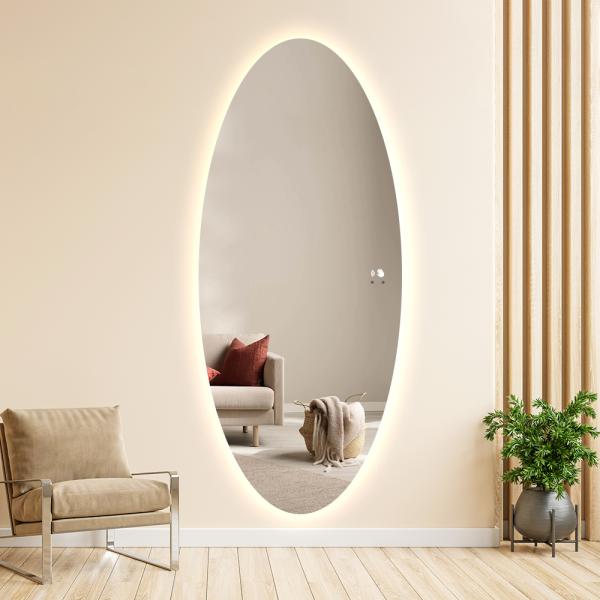 Quality Anti Fog Oval LED Backlit Mirror , Full Length Dressing Mirror Wall Mounted for sale