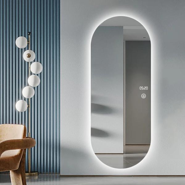 Quality Full Length Arch Bathroom Mirror Edge Frameless Anti Fog Lighted Dressing Mirror for sale
