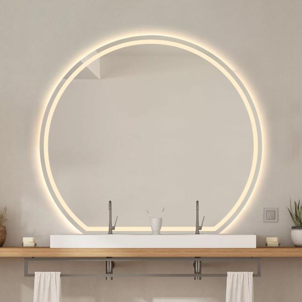 Quality Home Decor Half Round Bathroom Mirror Anti Fog Waterproof LED Makeup Vanity Mirror for sale