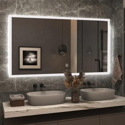 China Satin Edge LED Lighted Bathroom Mirror , Custom Illuminated Bathroom Mirrors for sale