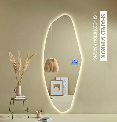 China Luxury Anti Fog Irregular Bathroom Mirror Self Adhesive  For Villa Hotel Project for sale