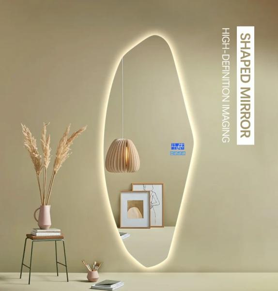 Quality Luxury Anti Fog Irregular Bathroom Mirror Self Adhesive  For Villa Hotel Project for sale